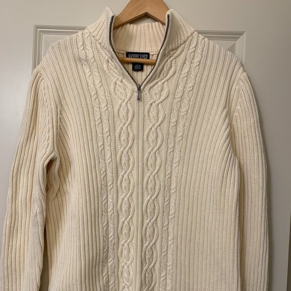 Lands' End | Sweaters | Lovely Lands End Cableknit 4 Zip Mens Sweater ...